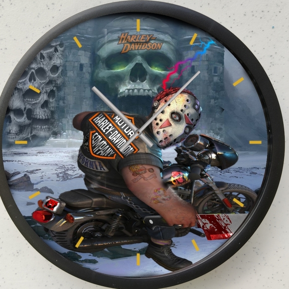 unknown | Wall Decor | Harley Davidson Jason Voorhees Halloween Clock ...